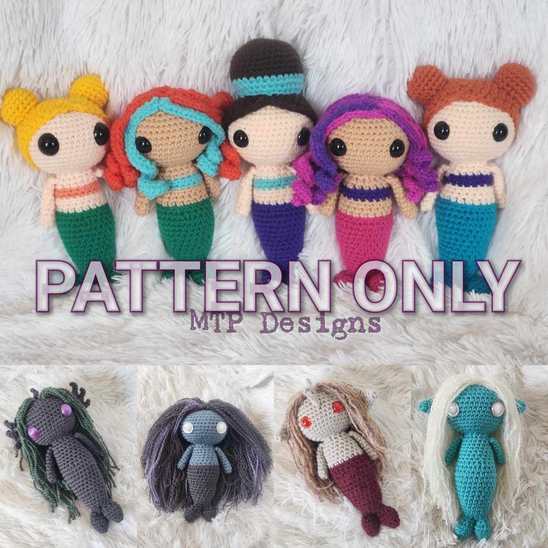 Siren and Mermaid Crochet Pattern, MTP Designs Original, Small Mermaid and Siren Design ...