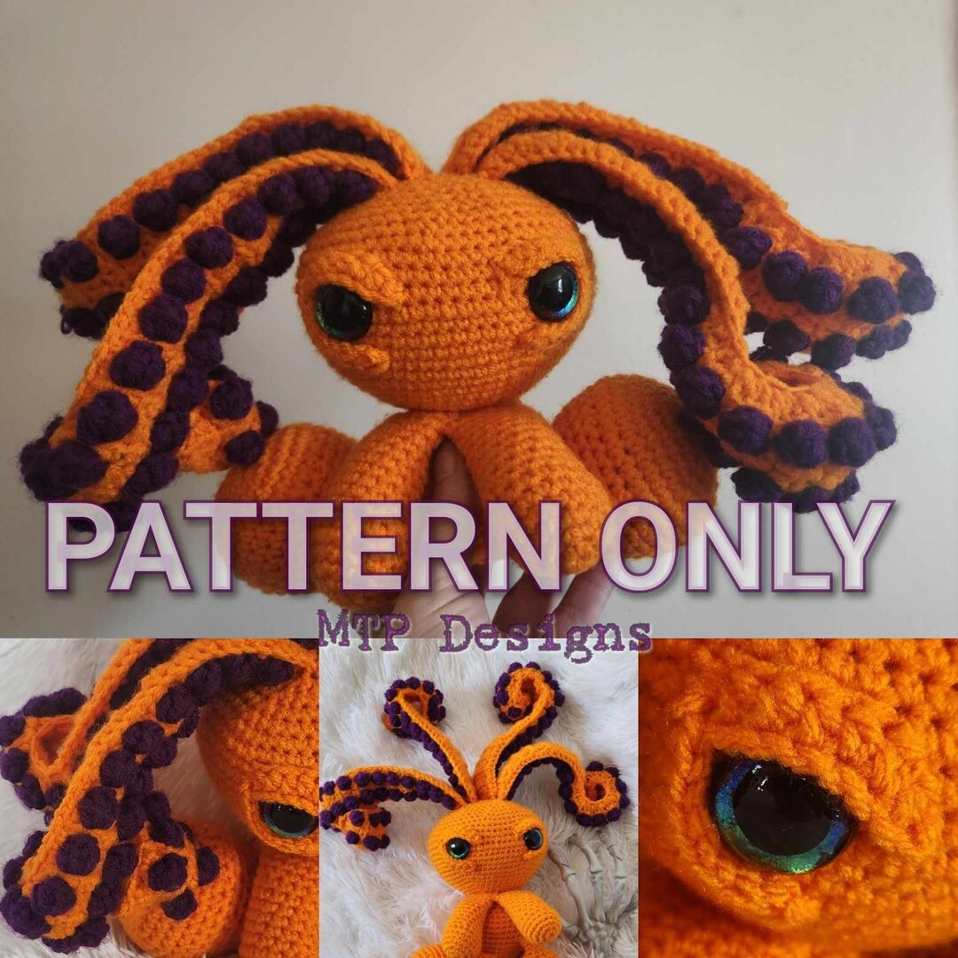 Sea Monster Crochet Pattern ONLY, MTP Designs Original, Octopus Jellyfish and Squid Hybrid ...