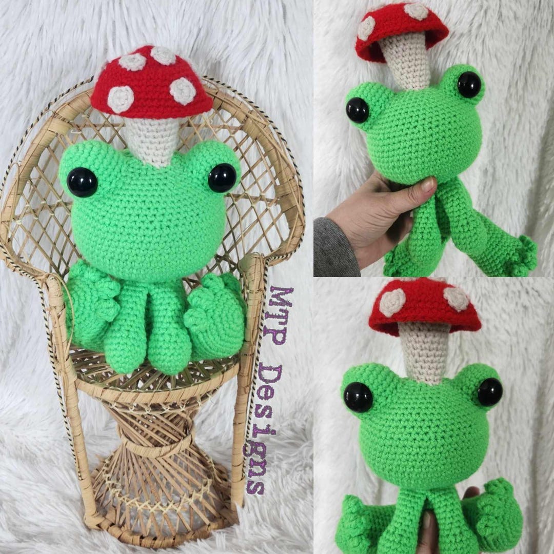 Finnegan the Frog, Frog With Mushroom, MTP Designs Original, Mushroomcore, Cottagecore, Frogcore ...