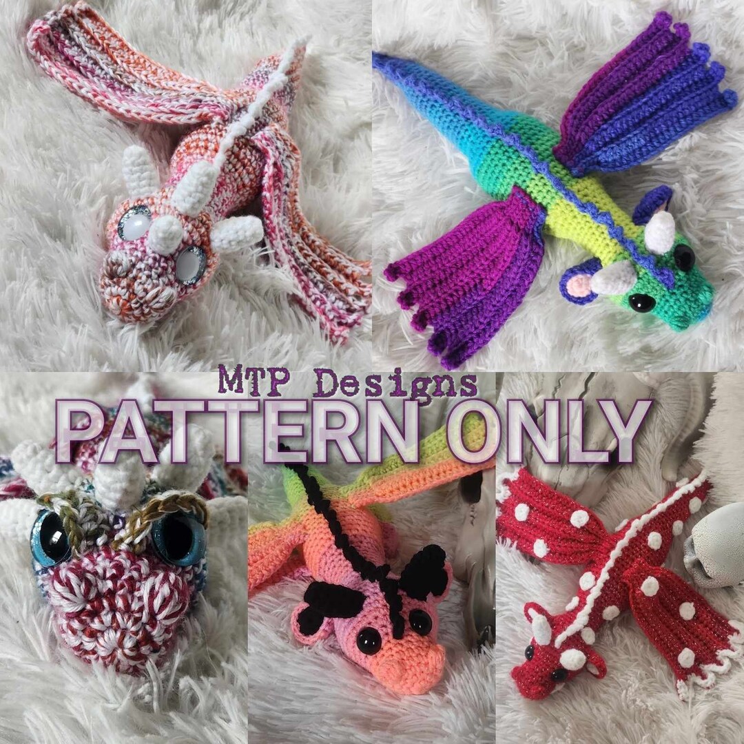 Dragon Amigurumi, MTP Designs Original Crochet Pattern, Dragon or Wyrm or Wyvern Pattern for ...