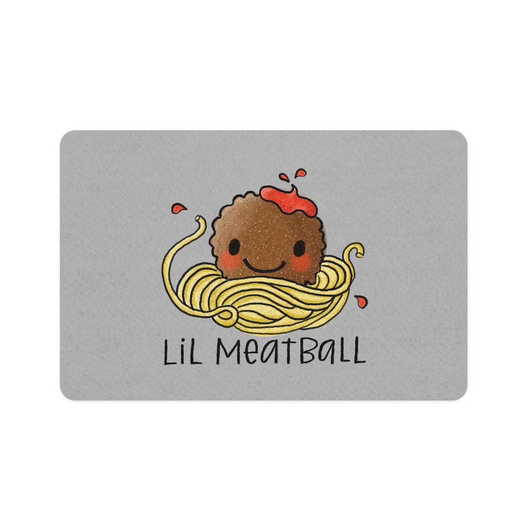 Cute Hand Drawn Meatball W Lil Meatball Title Pet Food Mat (12x18) - Etsy
