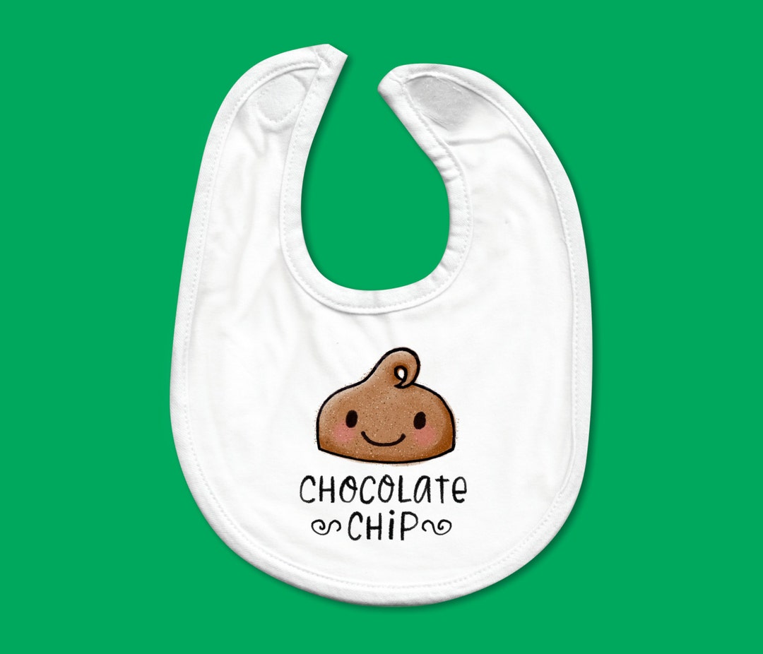 Baby Bib - Cute Drawn Chocolate Chip With Handwritten Title - Etsy