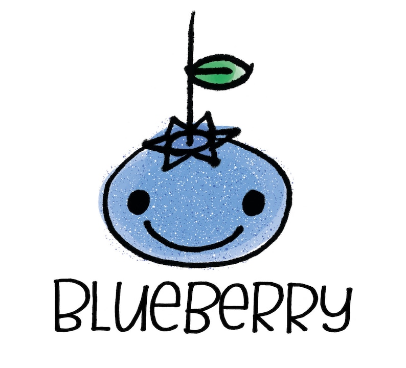 Baby Bib - Cute Drawn Blueberry With Handwritten Title - Etsy