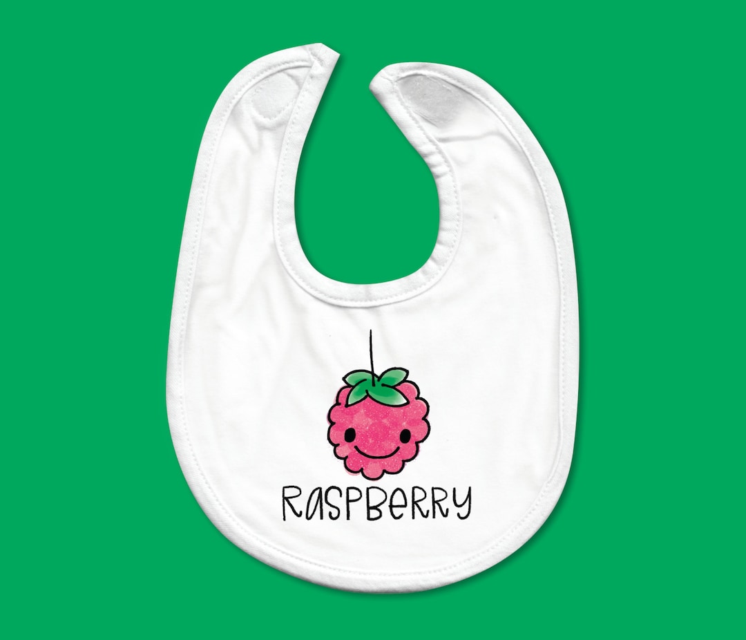 Baby Bib - Cute Drawn Raspberry With Handwritten Title - Etsy