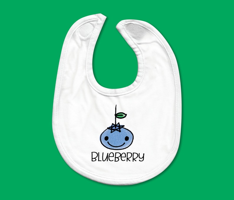 Baby Bib - Cute Drawn Blueberry With Handwritten Title - Etsy
