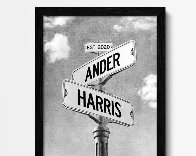 Personalized Intersection Street Sign Digital File - 5 Names/dates ...