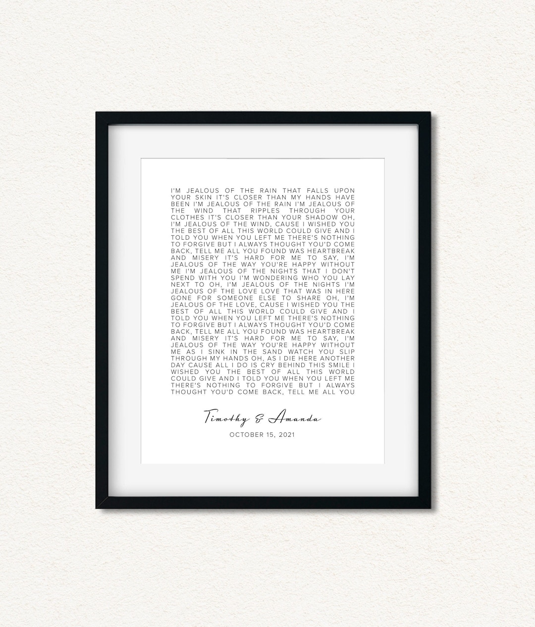 Custom Wording Sign, Personalized Quote Gift, Anniversary Song Lyrics ...