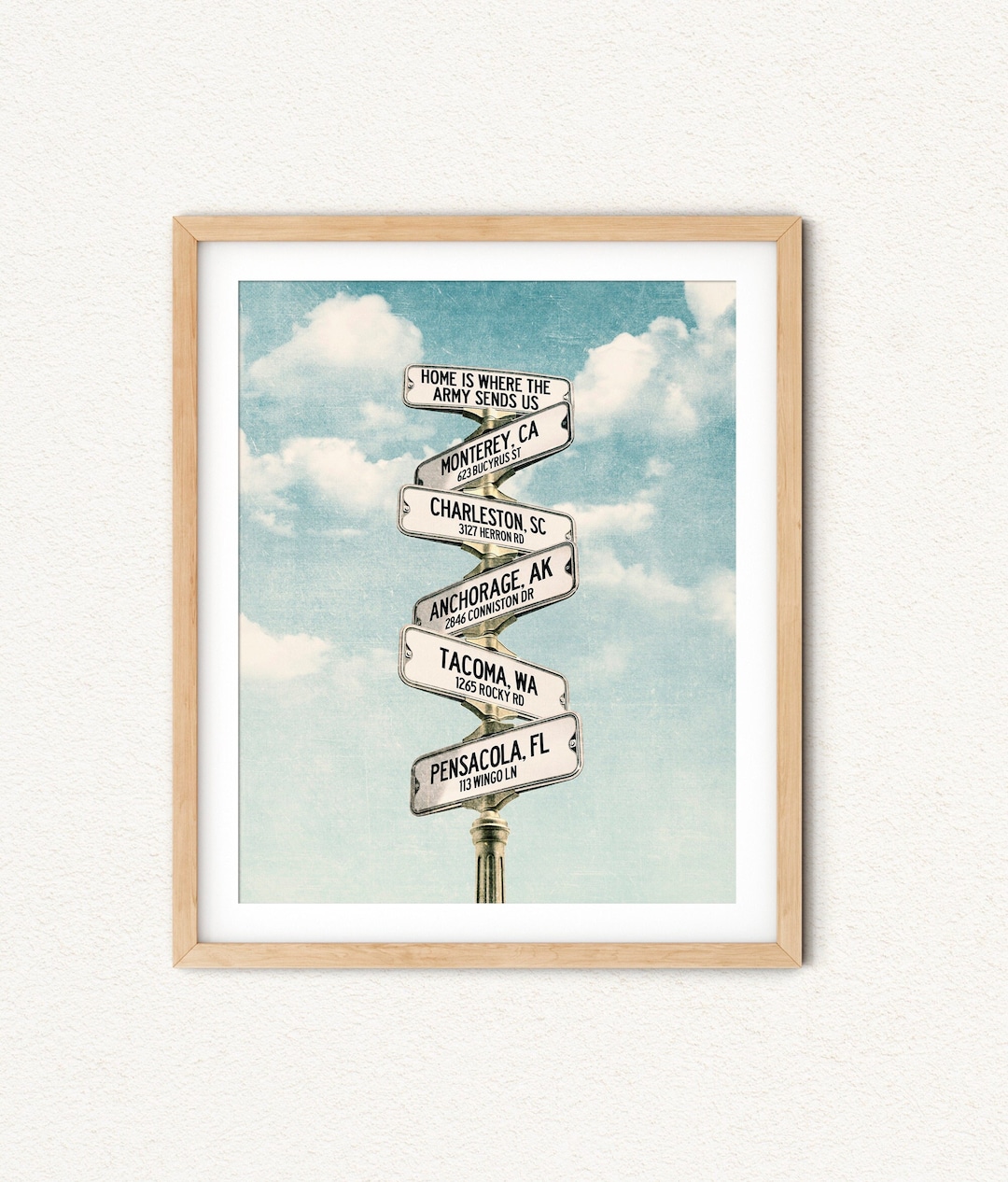 Custom Military Family Signpost Art: Moving Gift, Duty Station Sign ...