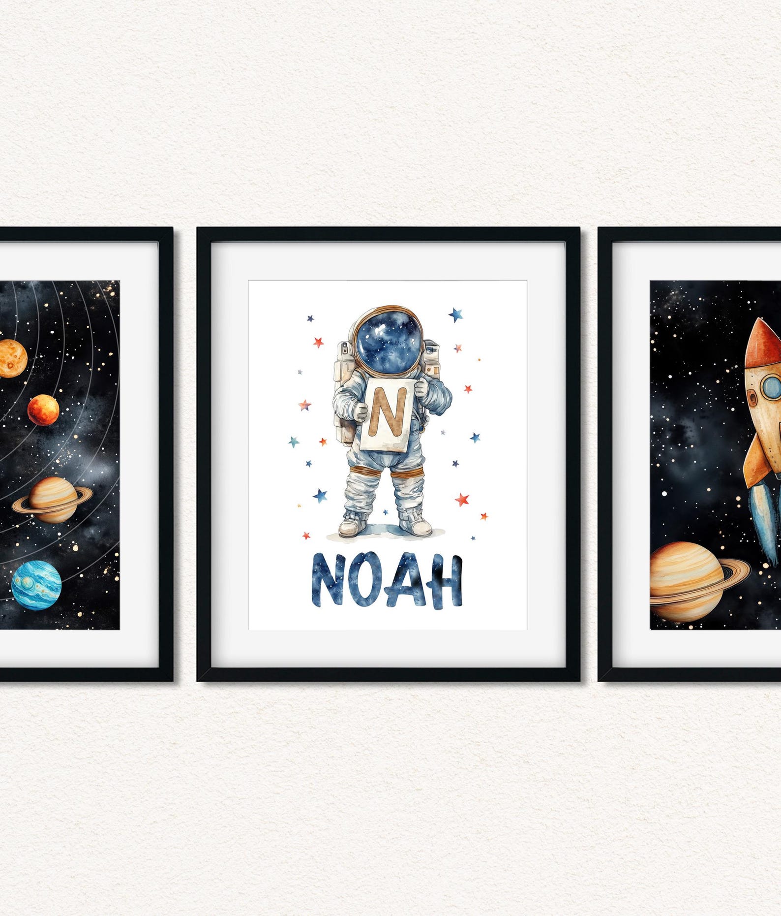 Personalized Space Wall Decor for Toddler Set of 3: Astronaut, Planets ...