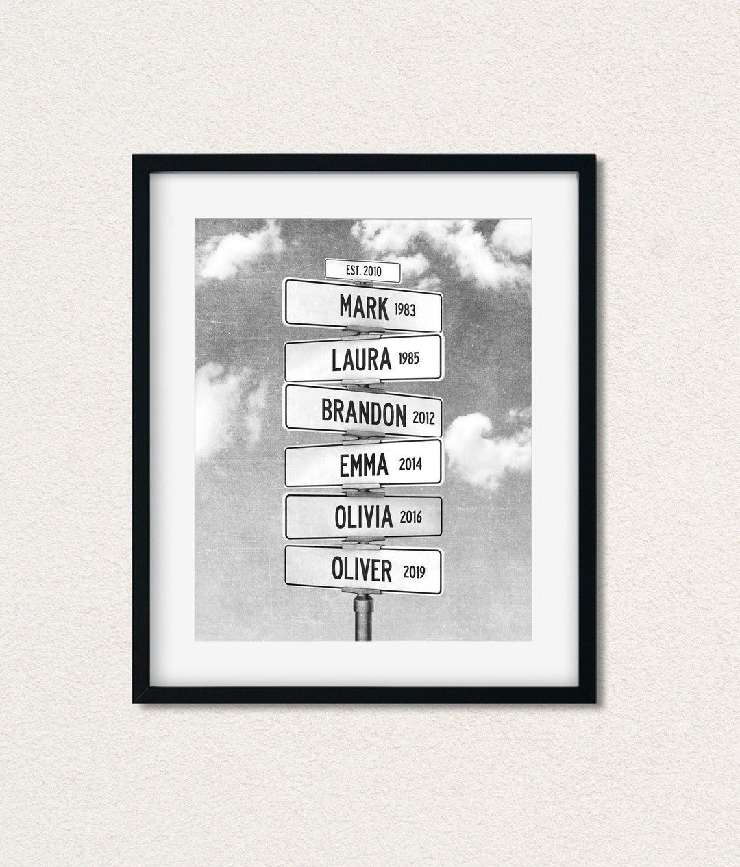 Family of 6 Sign, Blended Family Wedding Gift, Family Street Sign With ...