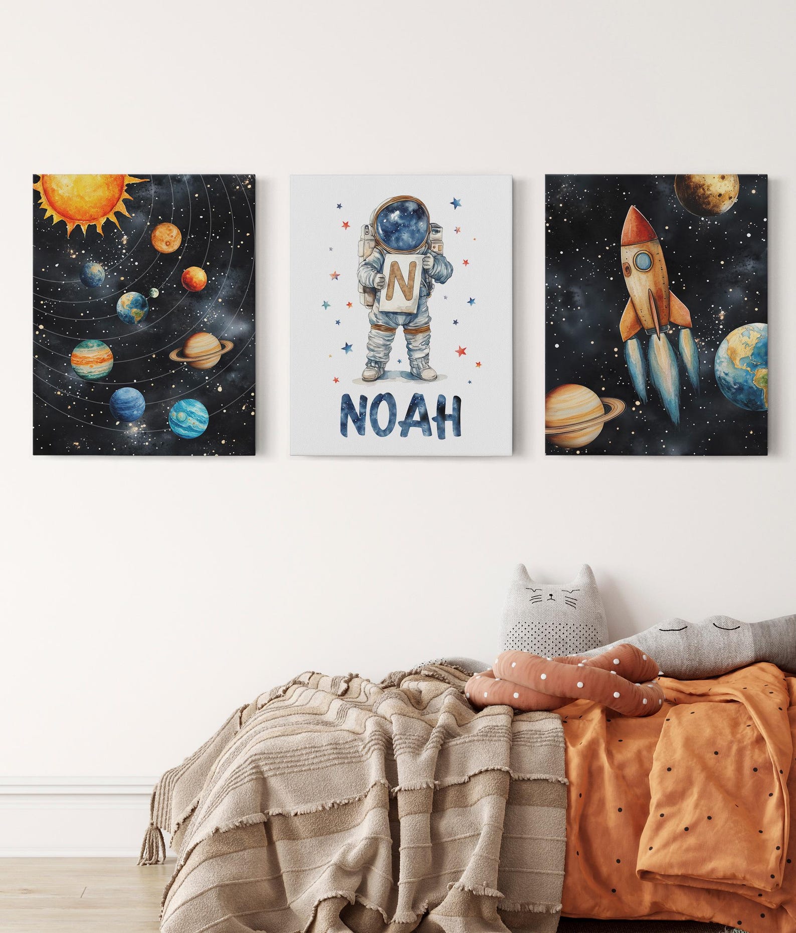 Personalized Space Wall Decor for Toddler Set of 3: Astronaut, Planets ...