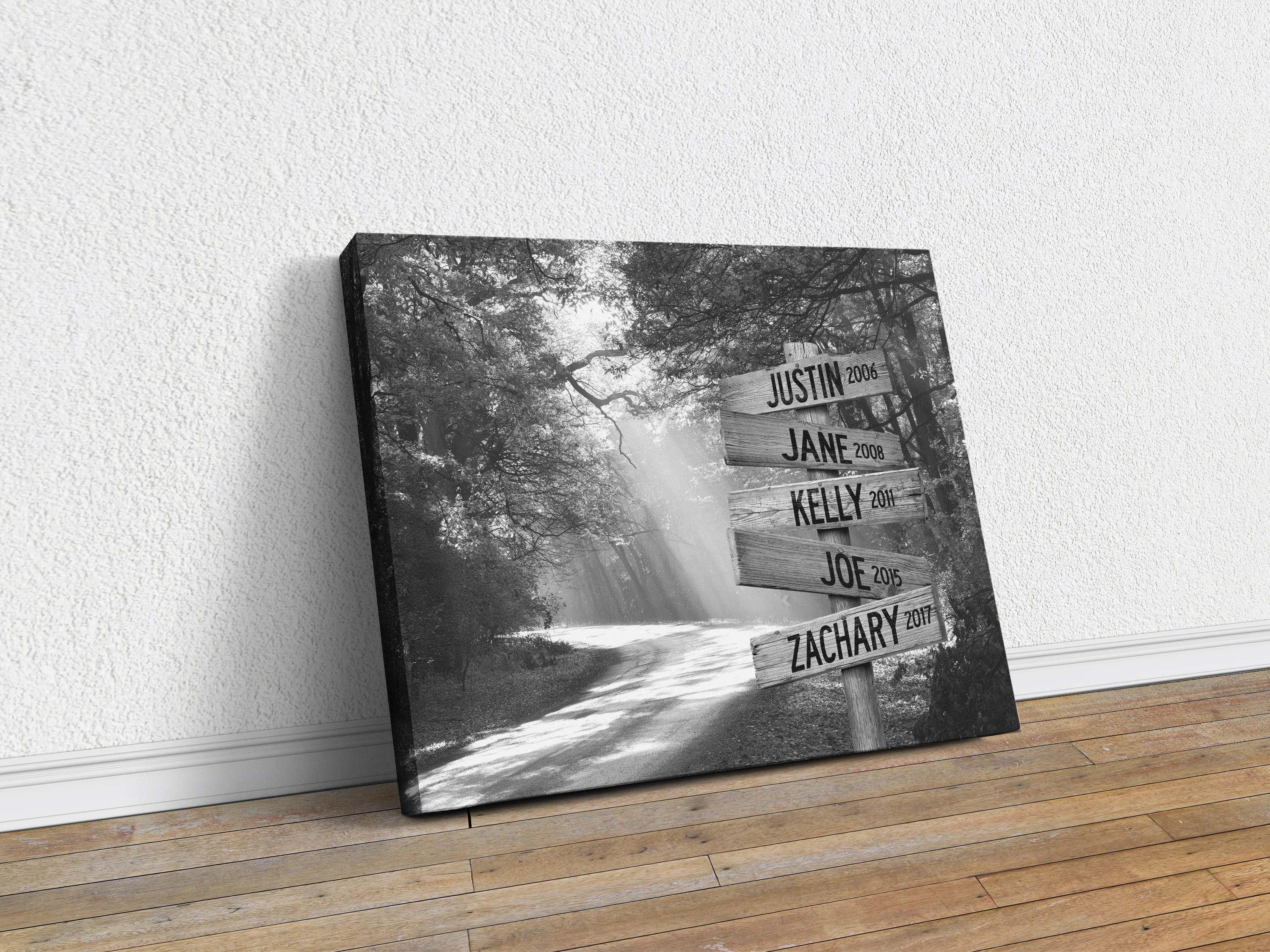 Personalized Adventure Family Names Print, Sunny Forest Road Street ...