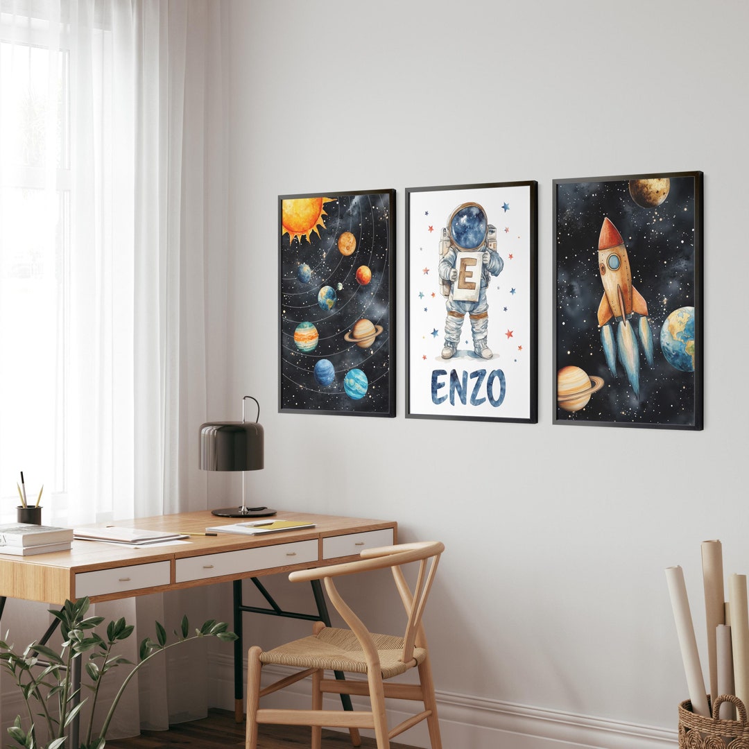 Personalized Space Wall Decor for Toddler Set of 3: Astronaut, Planets ...
