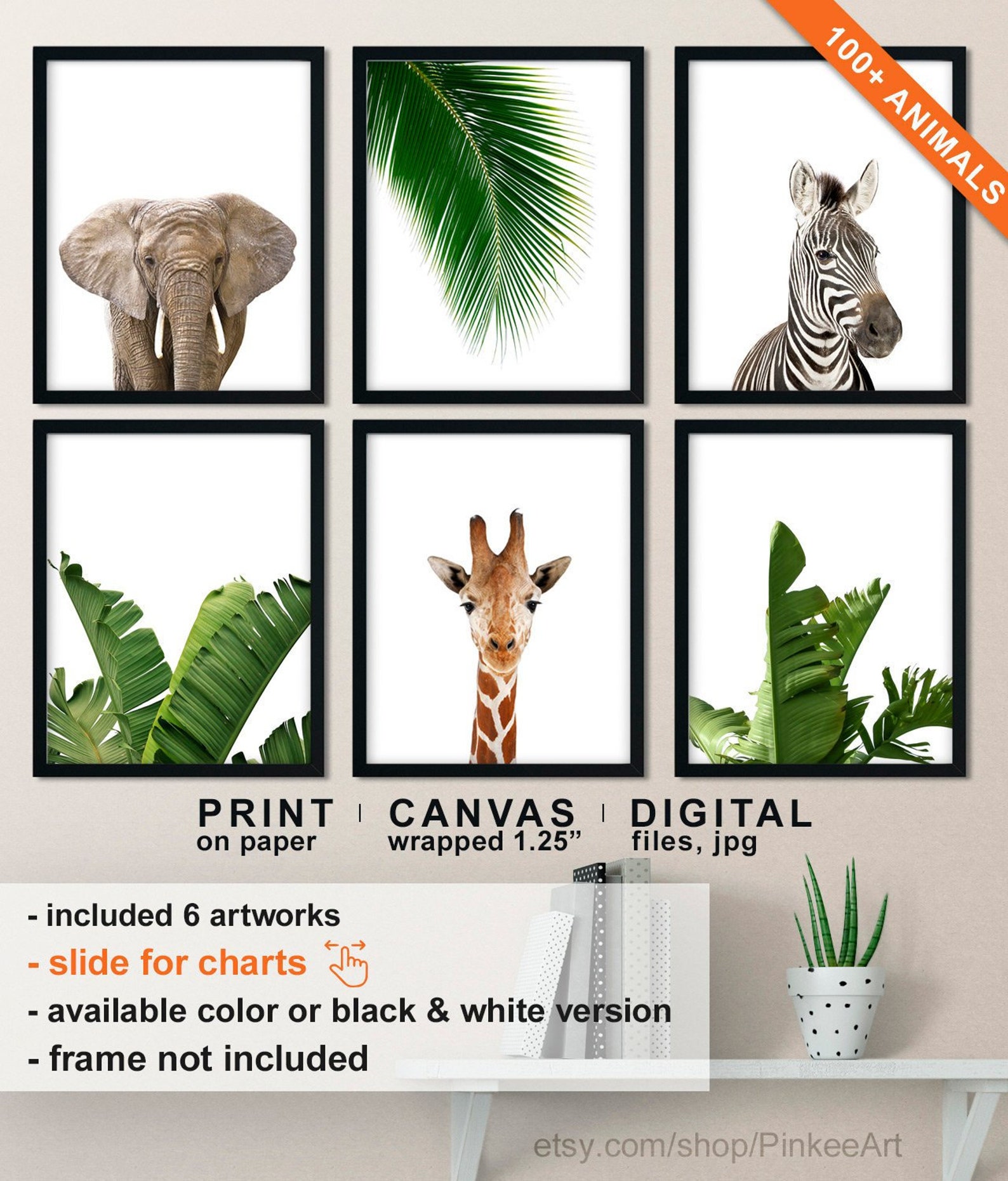 Jungle Theme Wall Decor Tropical Green Leaves Wall Art | Etsy