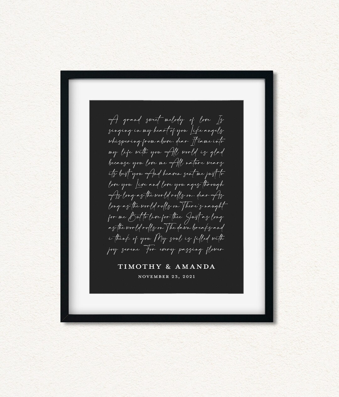 Custom Text Wall Art, Custom Poem Print, Personalized Wedding Song Art ...