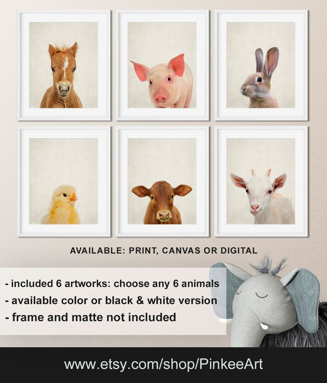 Baby Farm Animals Print for Nursery Farmhouse Baby Decor | Etsy