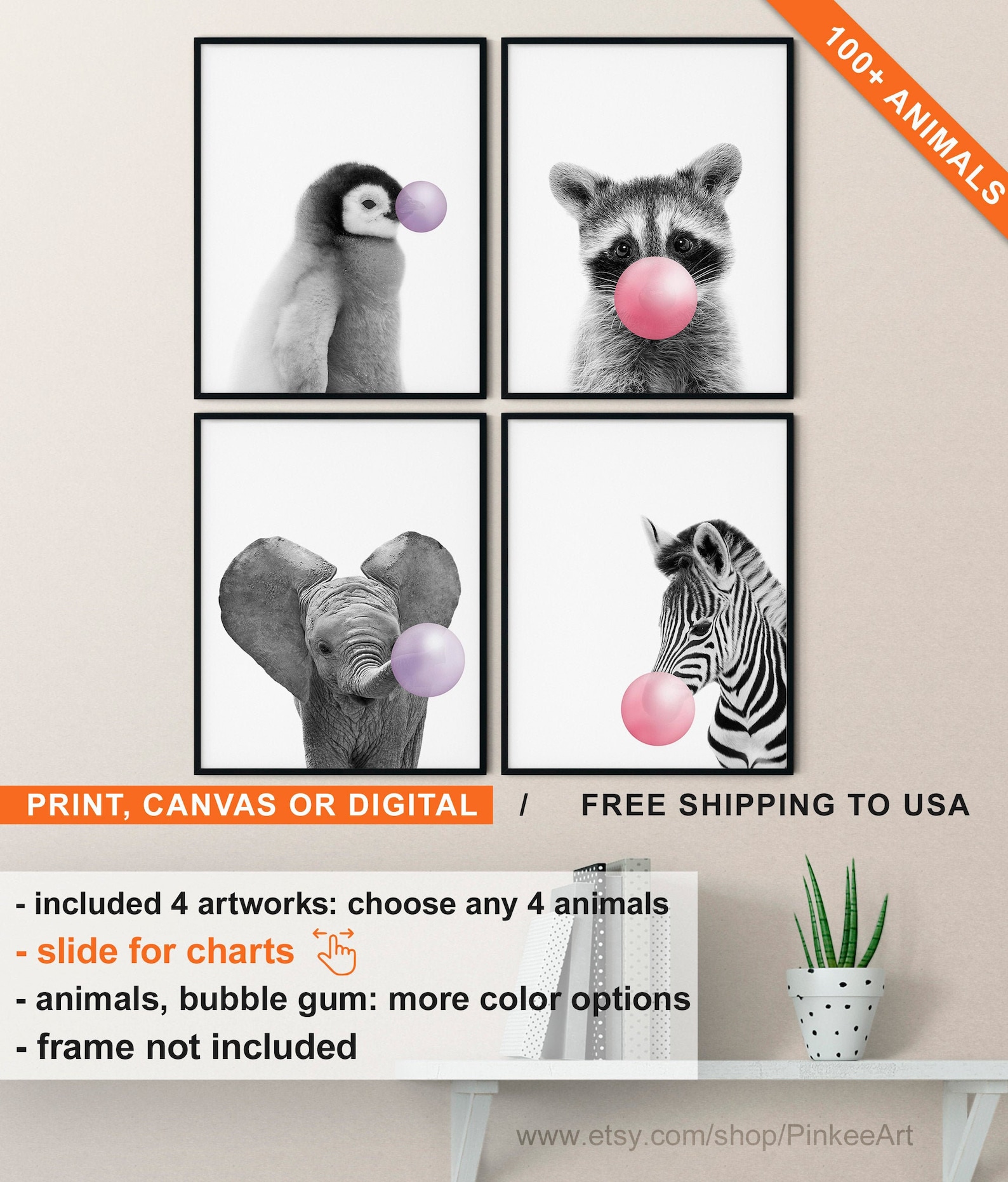 Funny Animal Prints for Childrens Room Boho Kids Room - Etsy