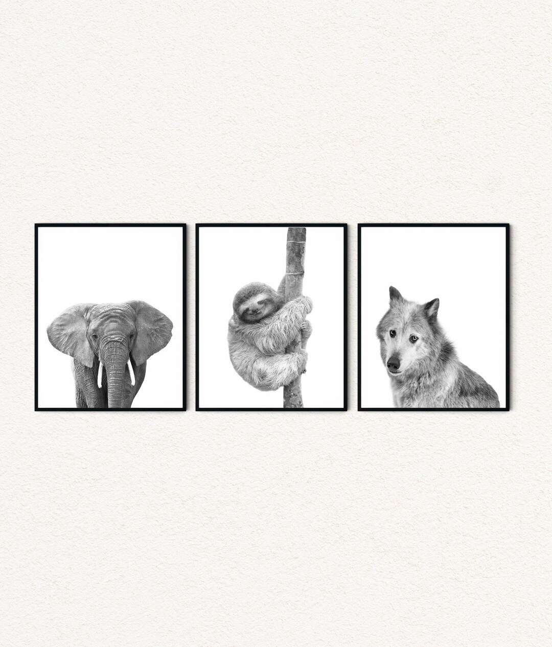 Modern Set of 3 Animal Prints on Paper or Canvas, Animal Pictures for ...