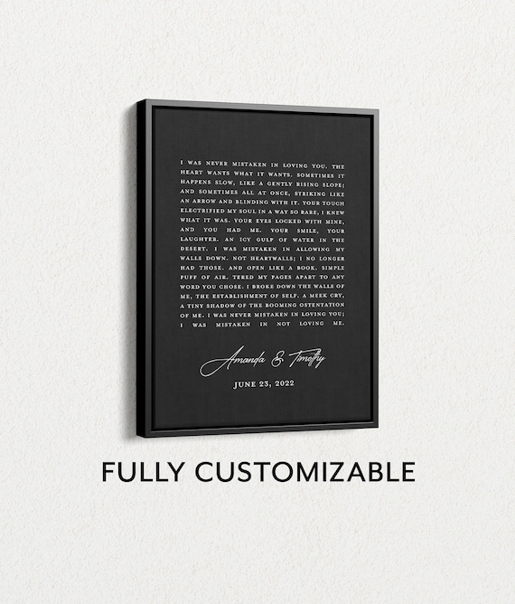 Custom Song Lyrics Wall Art Framed on Black Personalized - Etsy