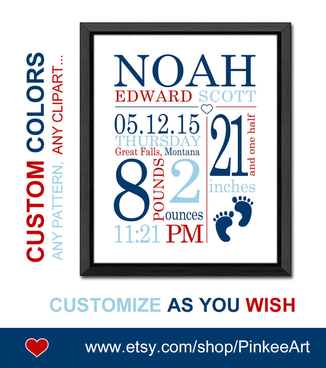Personalized Baby Birth Stats Print: Nursery Wall Art - Etsy