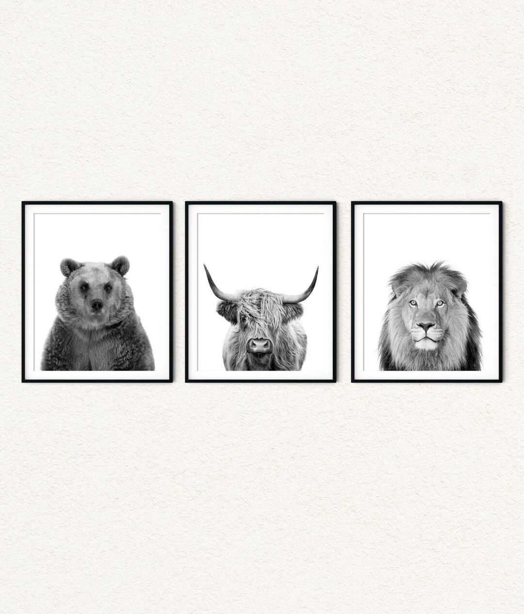 Black and White Animal Prints: Nursery Decor, Set of 3 - Etsy