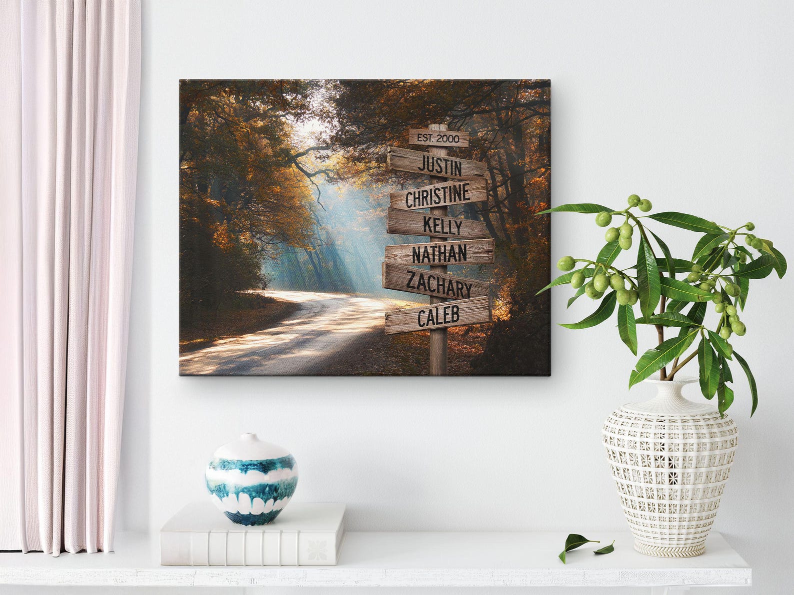 Personalized Adventure Family Names Print, Sunny Forest Road Street ...
