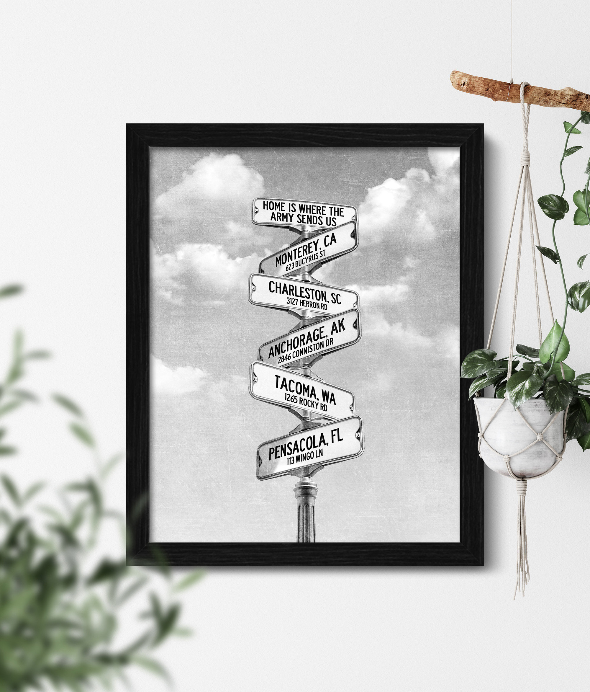 Custom Home Address Art: Multiple Location Sign, Family Gift - Etsy