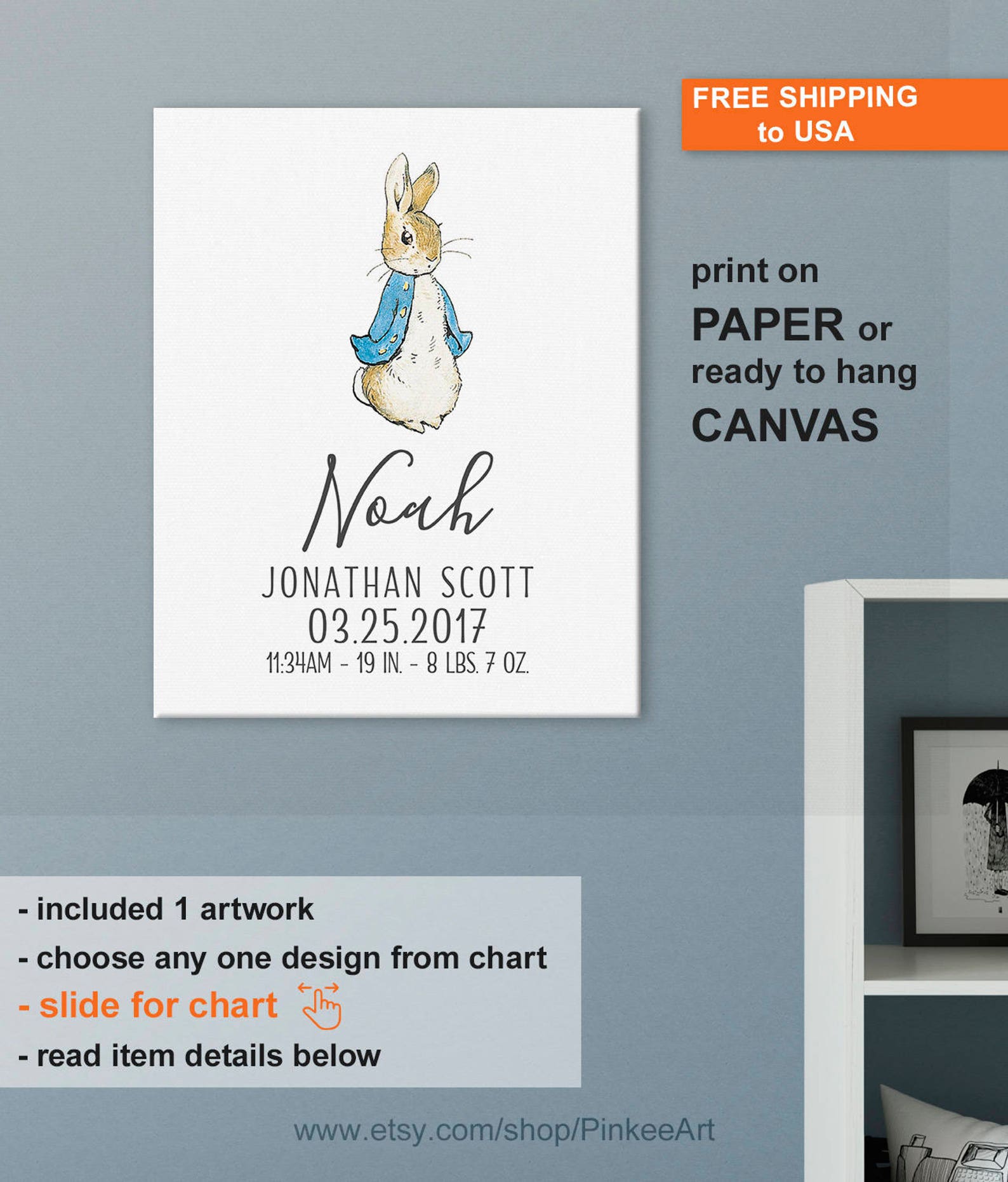 Peter Rabbit Birth Announcement Peter Rabbit Baby Gift - Etsy