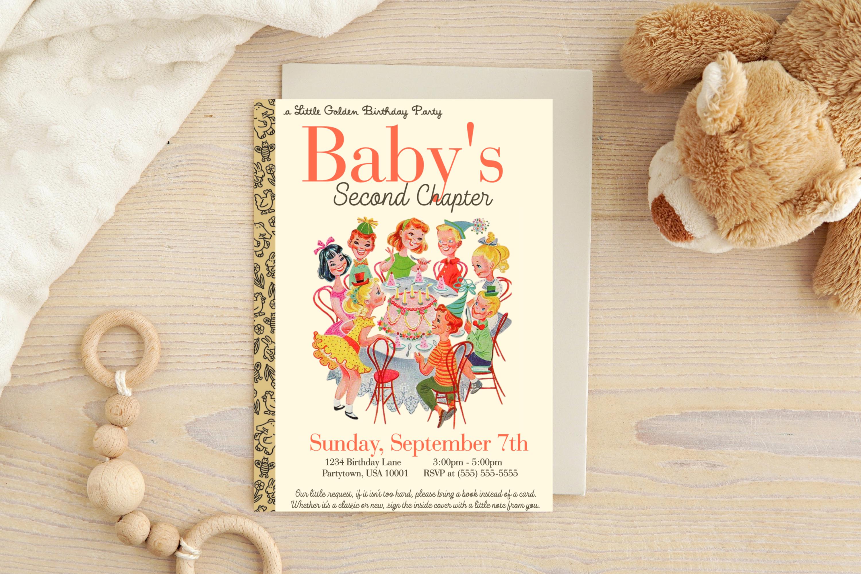 Vintage Little Golden Book Birthday Invitation: Editable Template (5x7 ...
