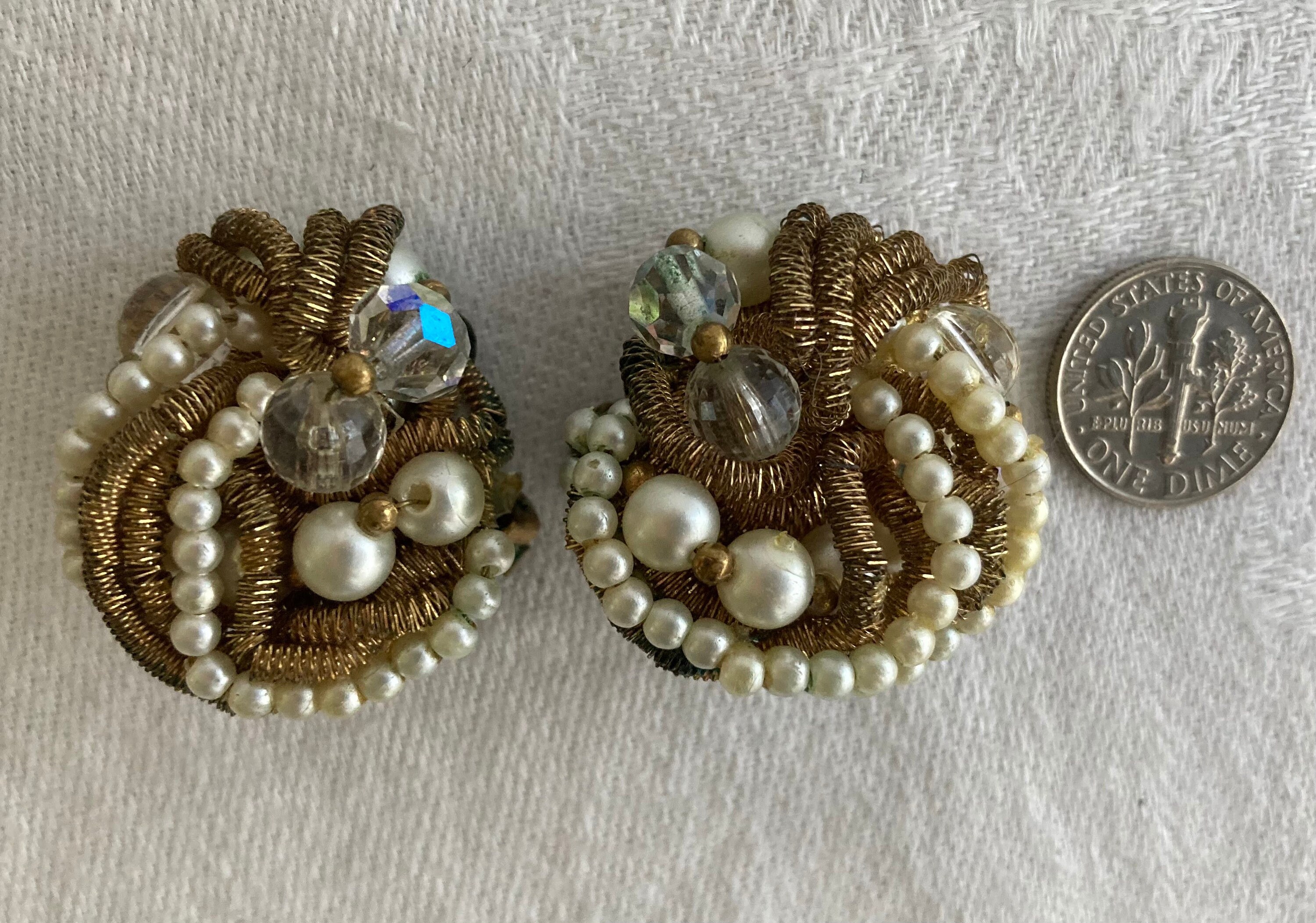 Early 1940's Vintage Miriam Haskell Style Clip Earrings - Etsy