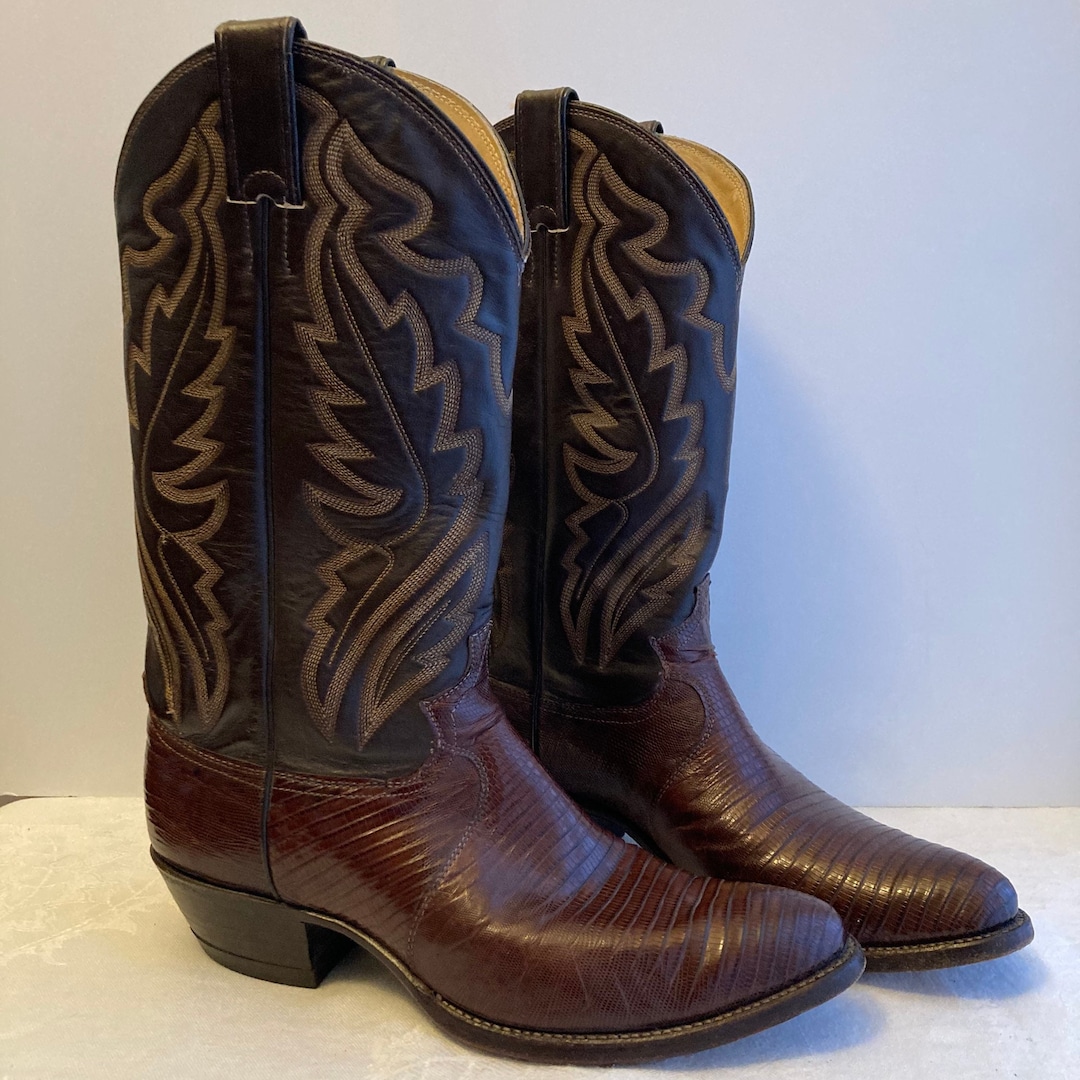 Justin Brown Iguana Cowboy Boots, Mens Size 9, Women's 11, Excellent ...