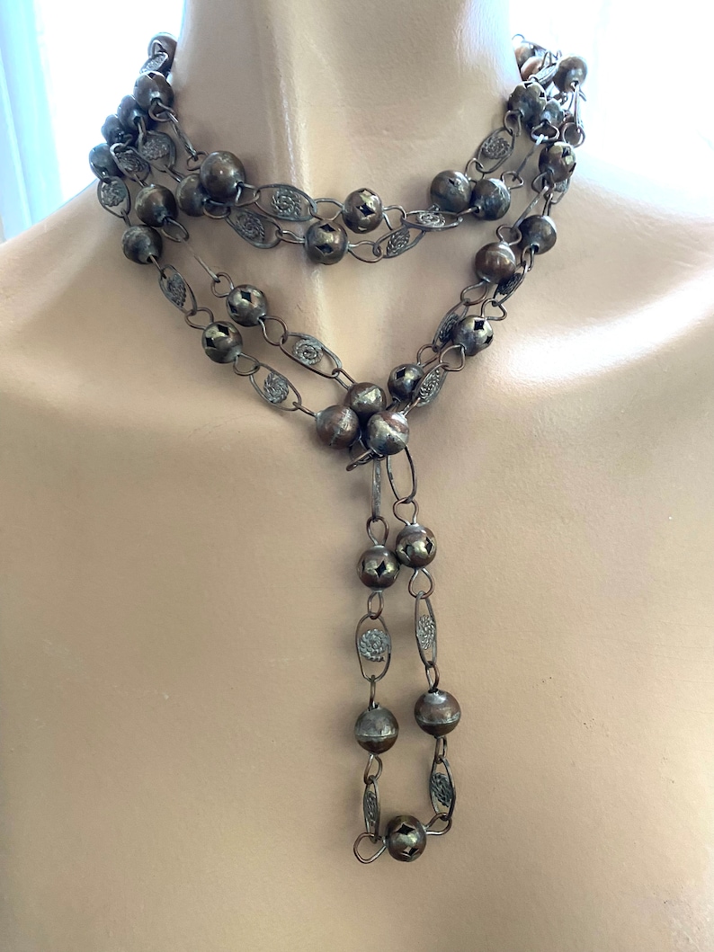 Antique Long Silver Chachal, Indigenous, Maya, Ethnic Wedding Necklace ...