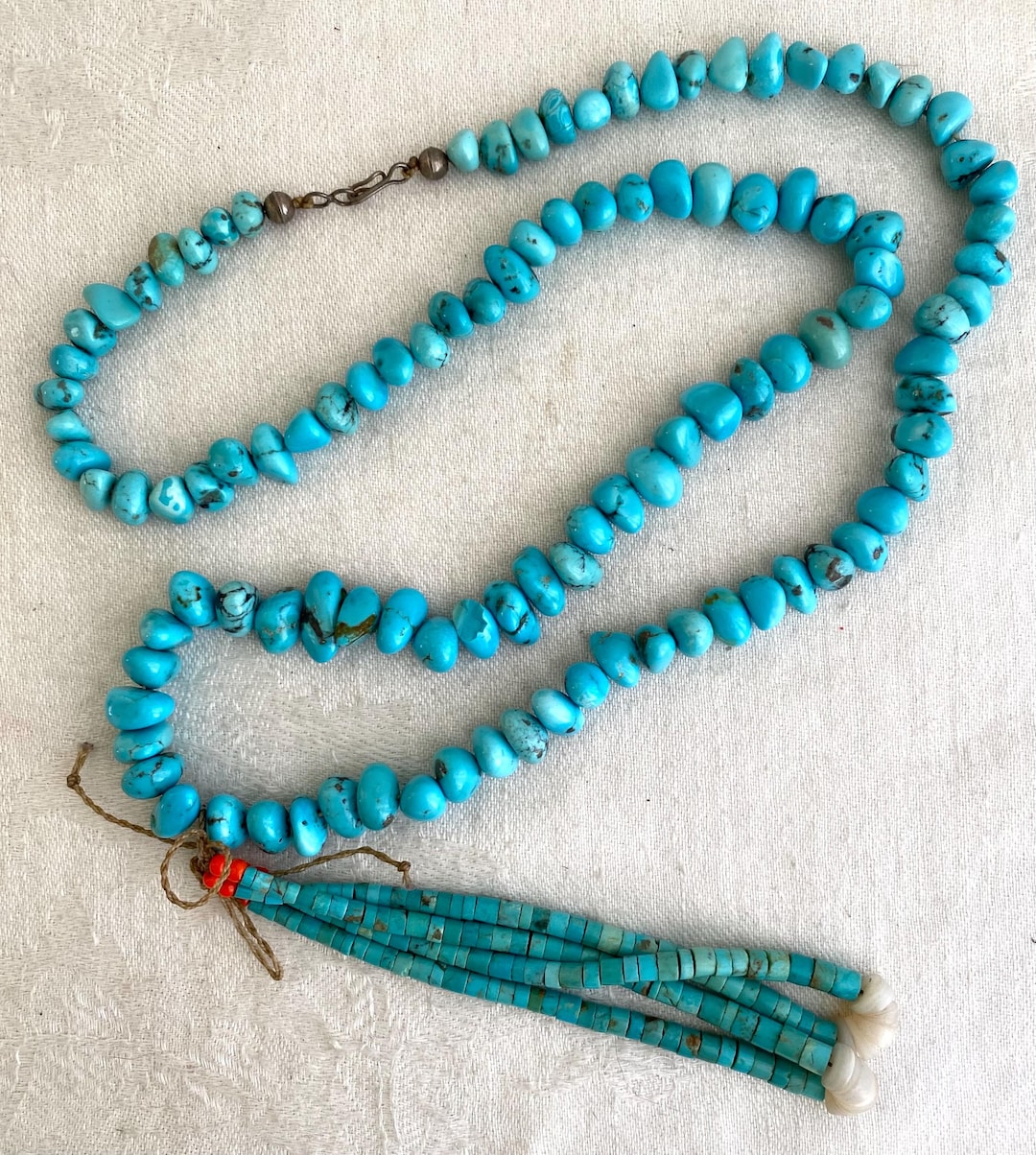 Native American Turquoise Jacla Necklace, 30" - Etsy