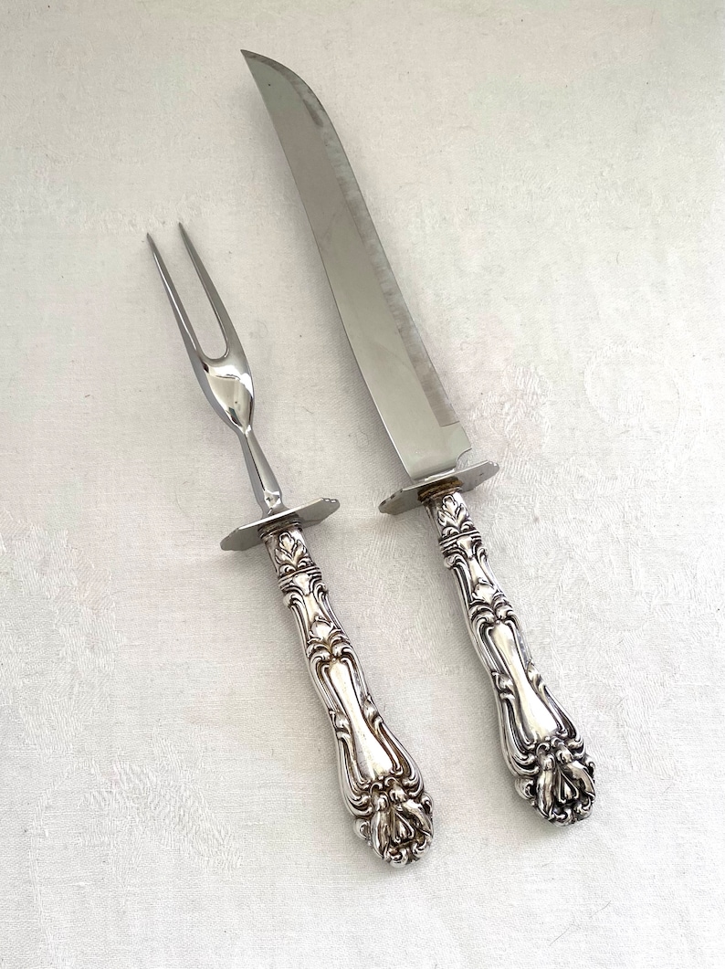 Victorian Carving Set, Sterling Silver, Knife and Fork, Ornate, Holiday ...