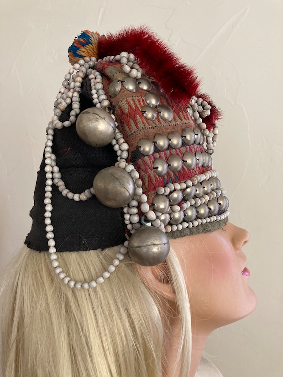 Antique Handmade Thailand Akha Hill Tribe Hat, Embroi… - Gem