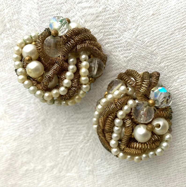 Early 1940's Vintage Miriam Haskell Style Clip Earrings - Etsy