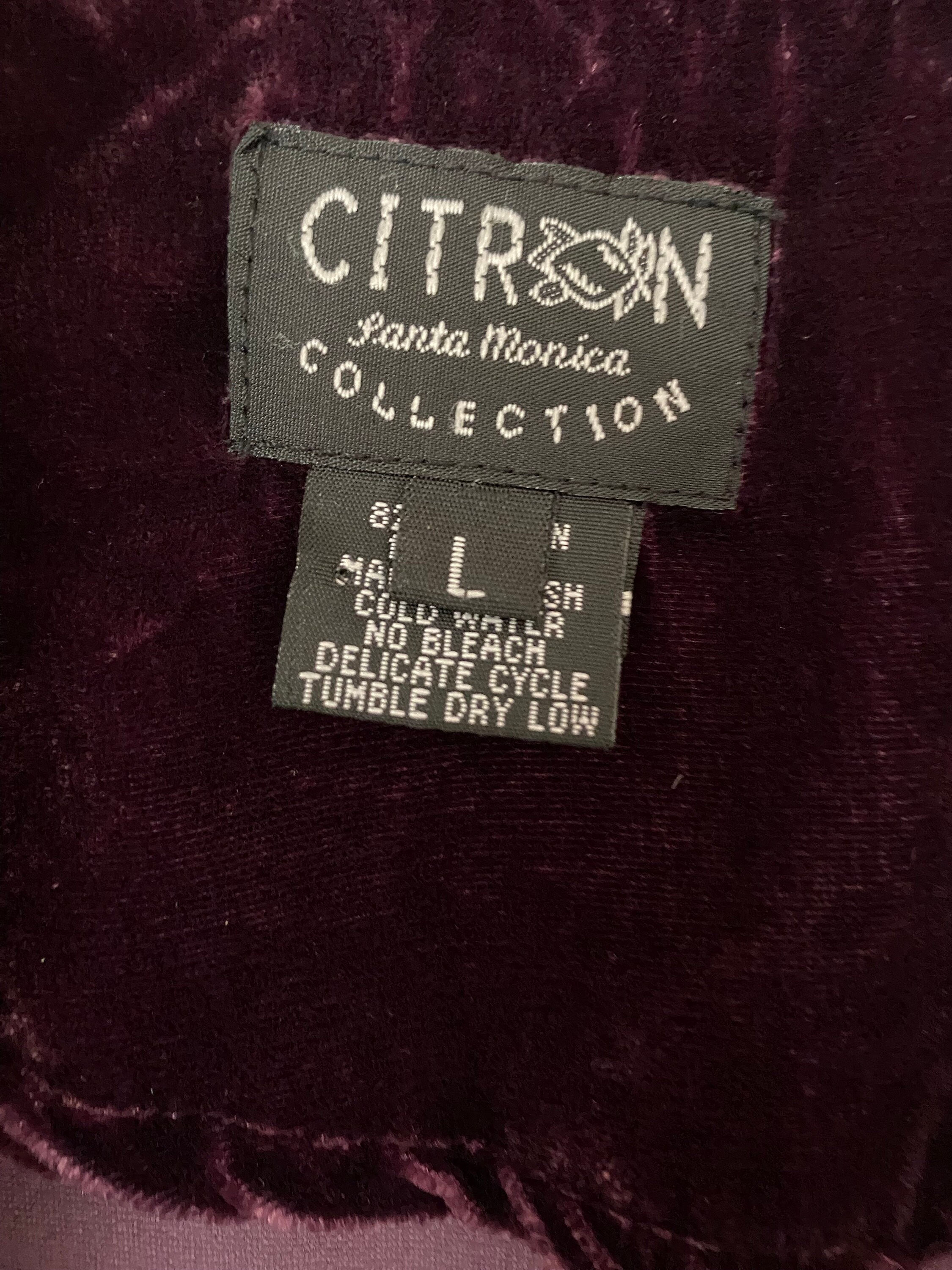 Vintage Citron Santa Monica Collection Plum Velvet Top/shirt/jacket ...