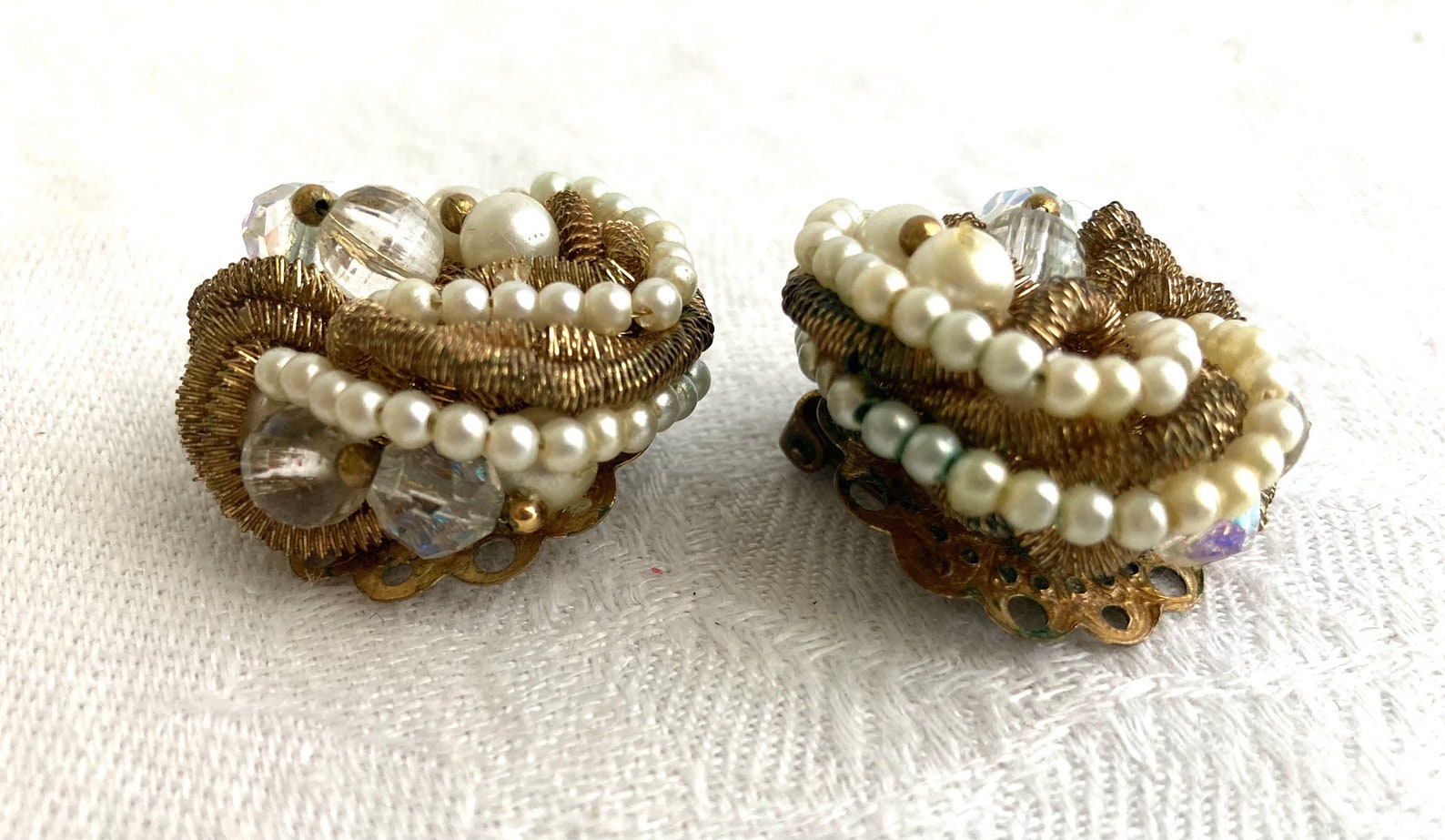 Early 1940's Vintage Miriam Haskell Style Clip Earrings - Etsy