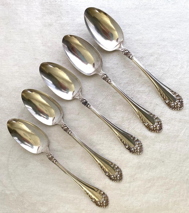 Antique Solid Sterling Silver Serving Spoons, RW&S, Rose Vintage 925 ...