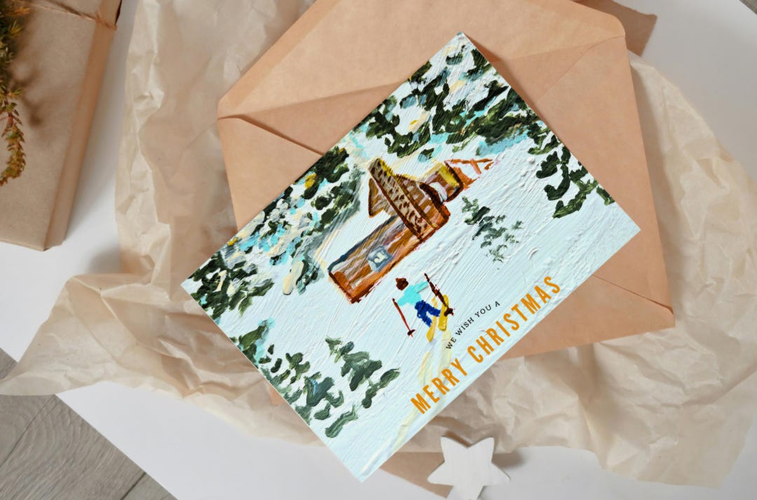 Christmas Lodge Card, Nordic Christmas Card, Vross Country Family ...