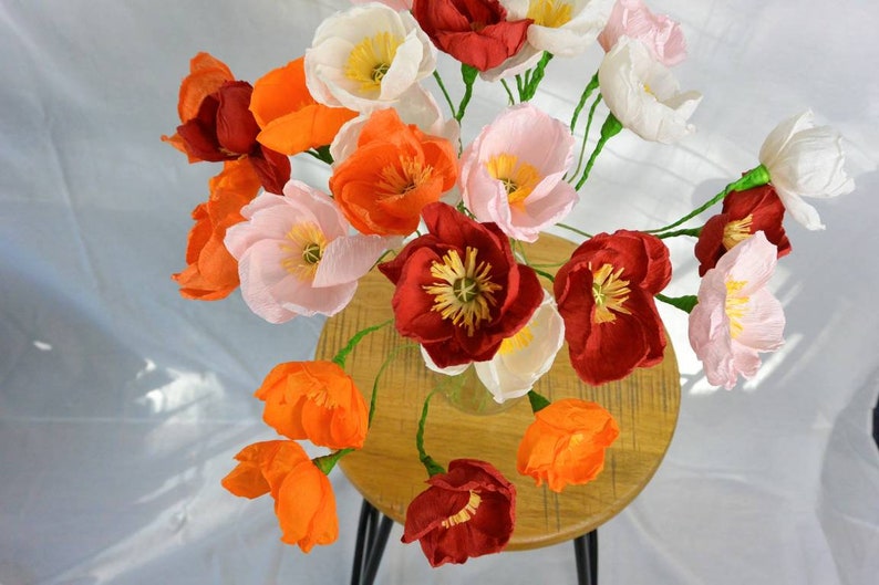 Paper Poppies Crepe Paper Poppy Poppy Centerpiece Poppy - Etsy