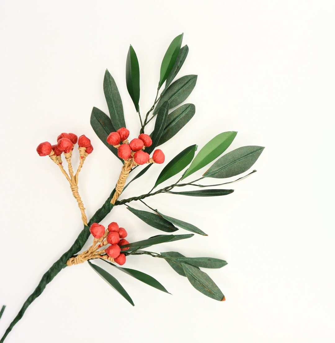 Paper Christmas Holly, Paper Greenery, Natural Christmas Decor, Holiday ...