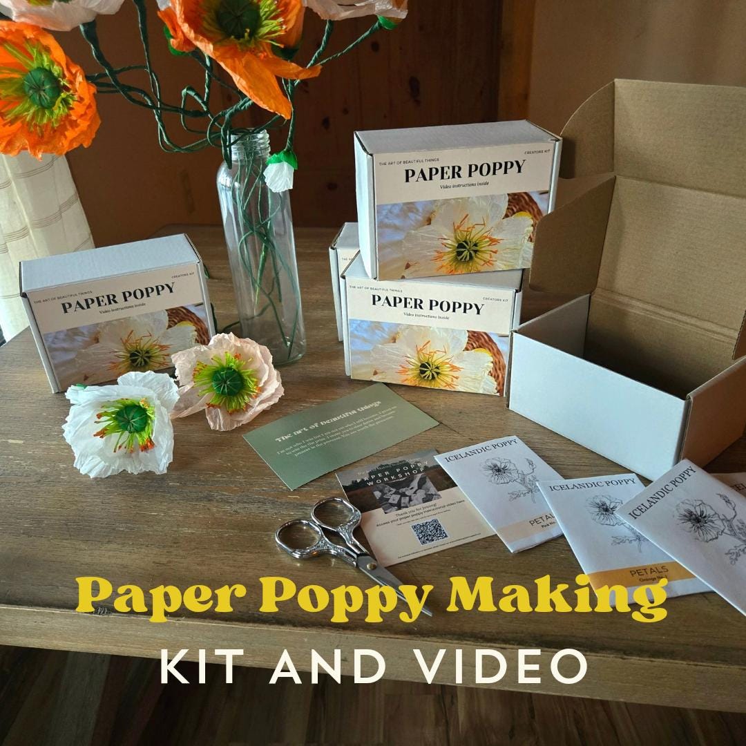 Paper Flower Poppy Tutorial and Kit, Paper Flower Kit, Crafting Kit - Etsy
