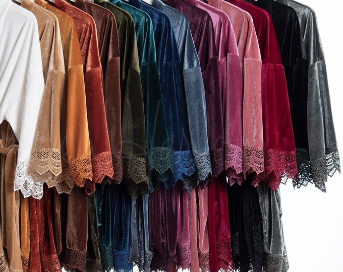 Satin Lined Luxury Velvet Robe, Boudoir Robe, Velvet Duster, House Robe ...