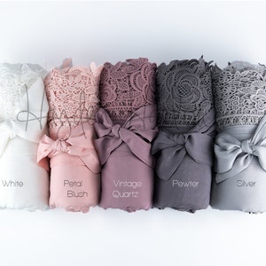 SILVER Grey Cotton Robe Matching LUX Lace Trim -monogrammable | Sizes ...
