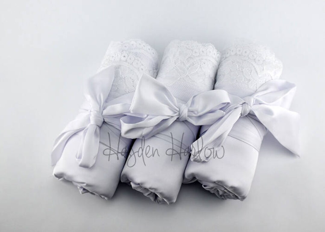 White Charmeuse Satin Robe With Lace Trim-bride Bridesmaid - Etsy