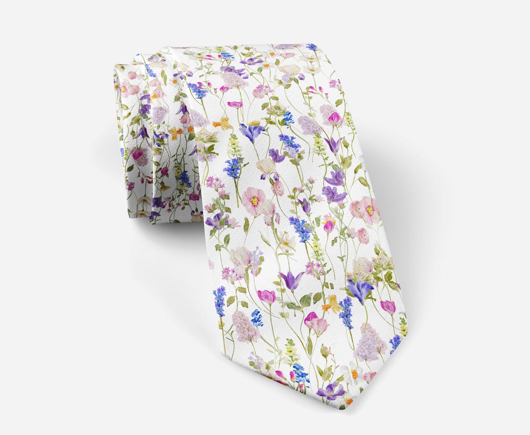 Bespoke Wildflower Floral Necktie, Bow Tie & Pocket Square, Suspenders ...