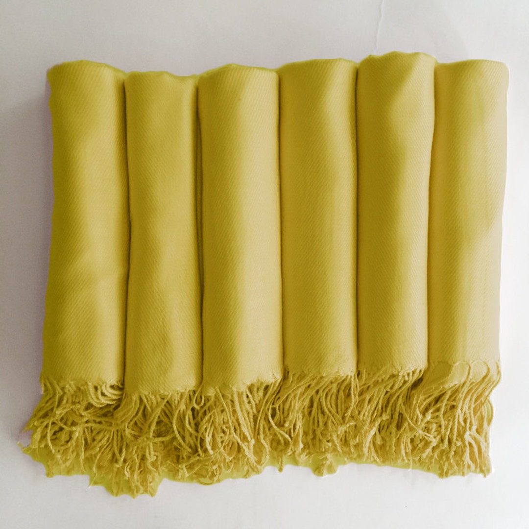 Premium Pashmina Shawl in LEMON Yellow- Bridesmaid Gift, Wedding Favor ...