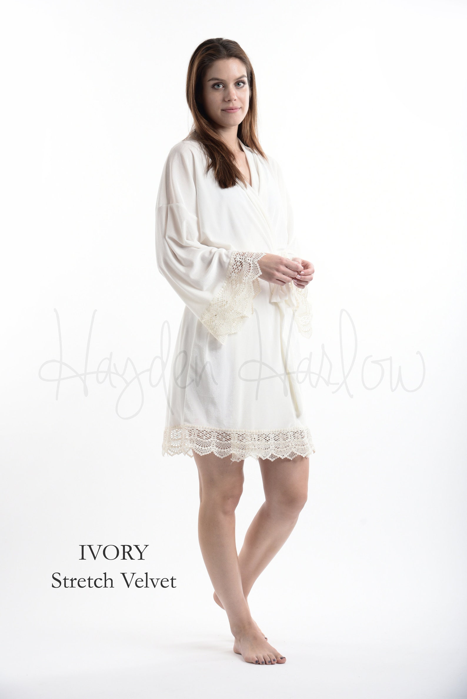 Luxurious Stretch Velvet Robe With Lace Kimono Robes adult - Etsy