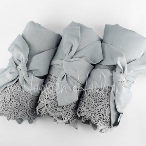 SILVER Grey Cotton Robe Matching LUX Lace Trim -monogrammable | Sizes ...